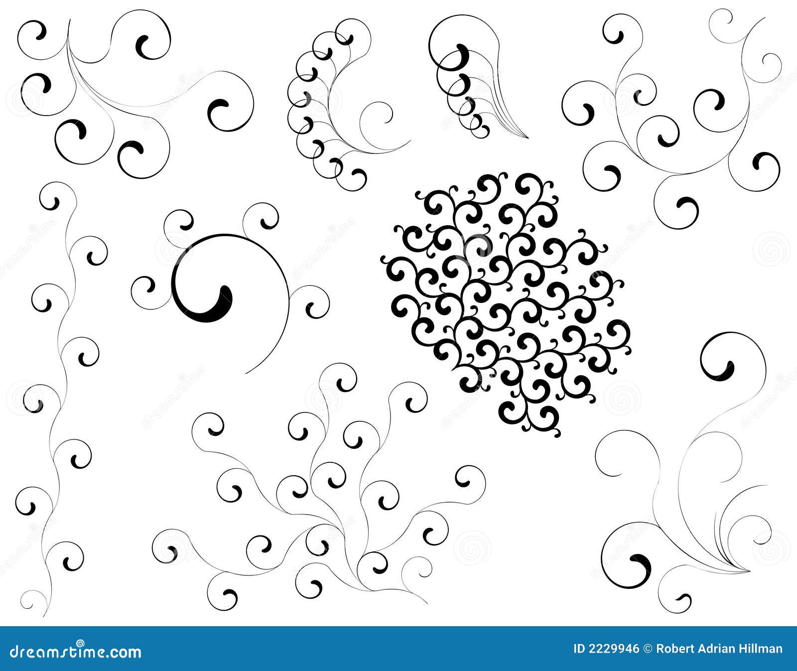 De elementen van de krul vector illustratie. Illustration of reeks ...