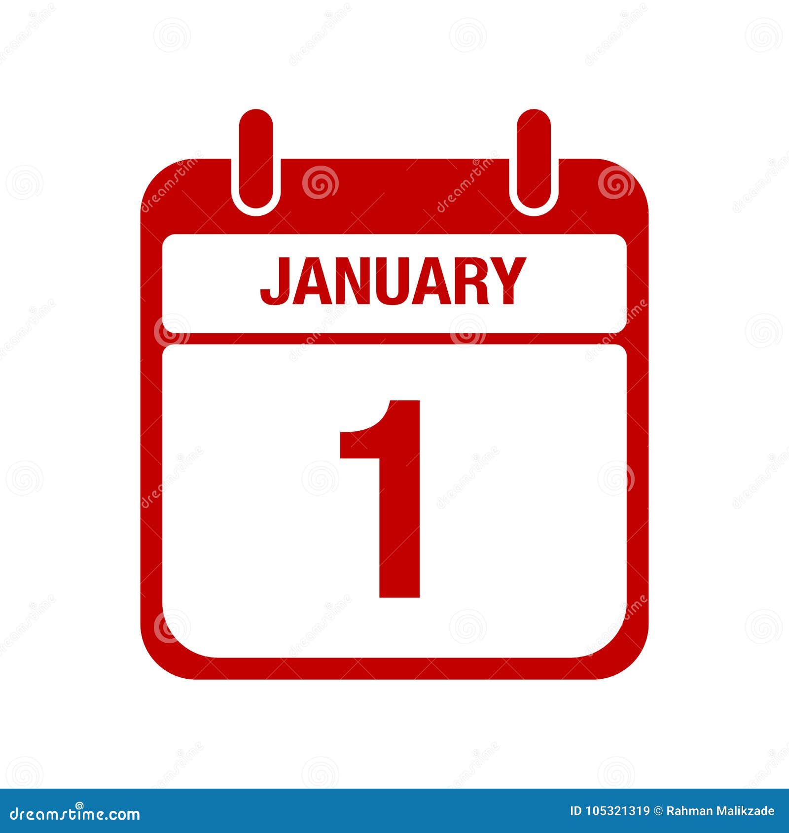 1 De Enero Icono Del Rojo Del Calendario Ilustración del Vector ...