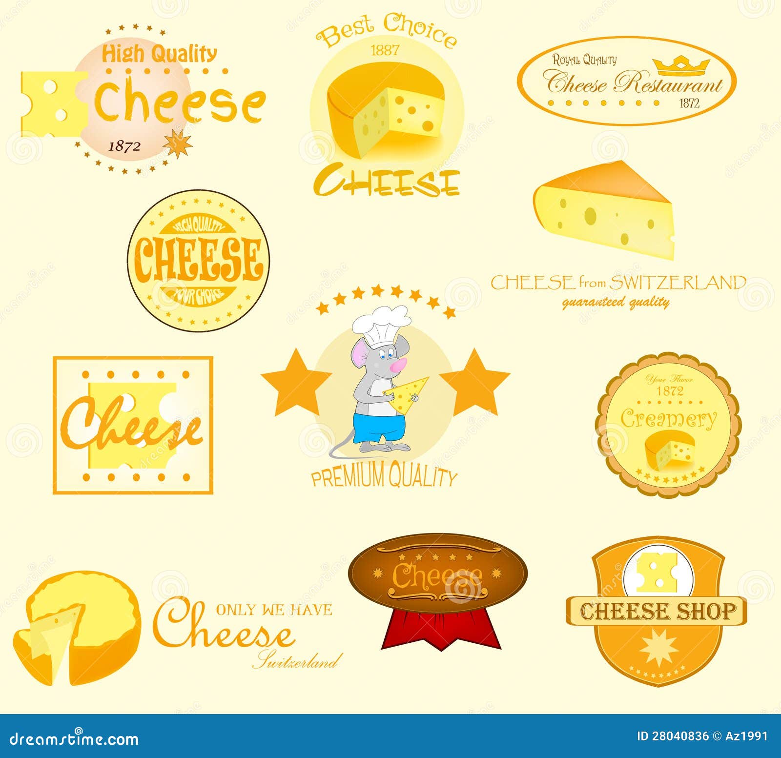 De Etiketten van de kaas vector illustratie. Illustration of stuk ...