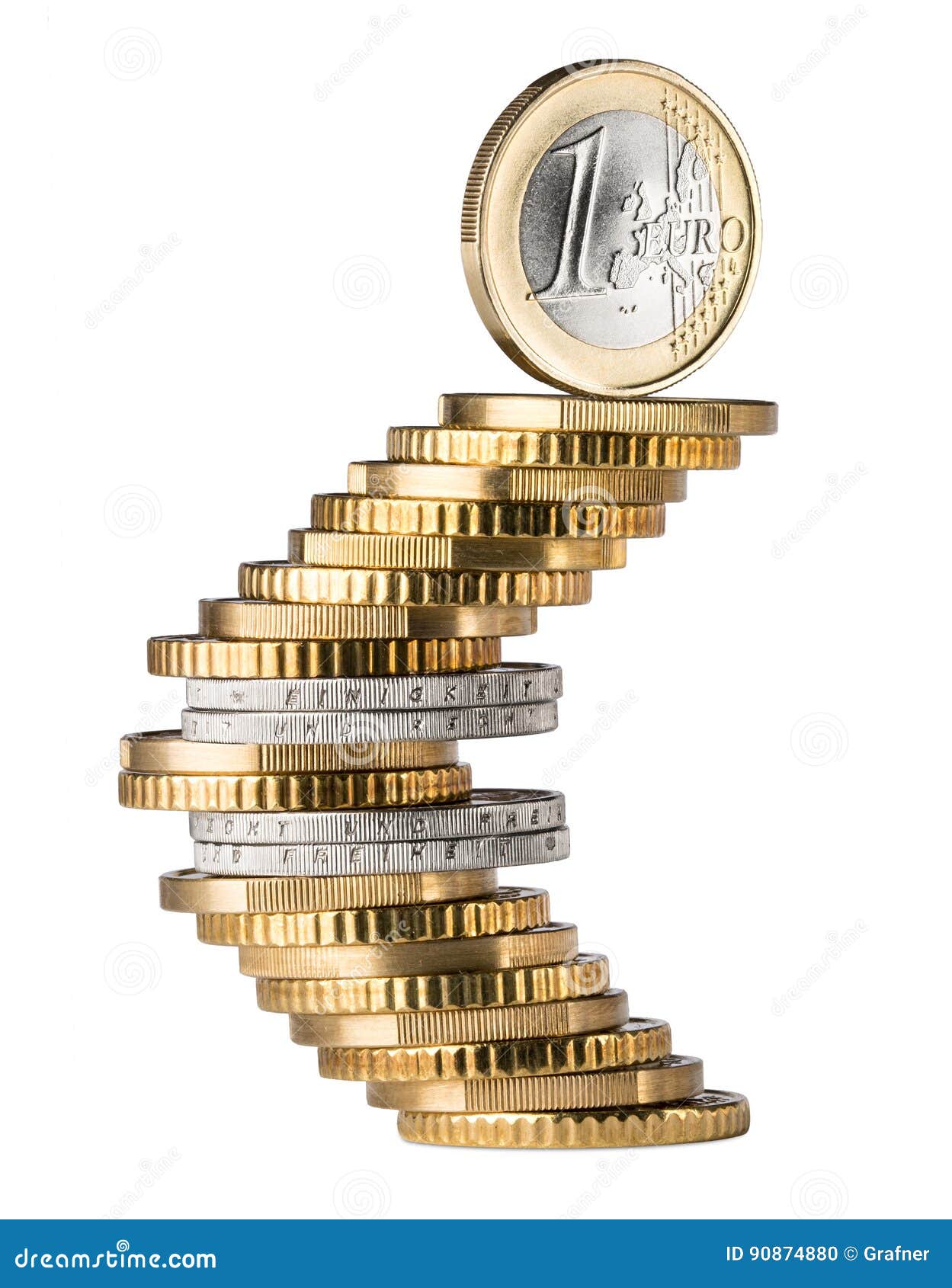 De Euro Stapel Van Het Muntstuksymbool Stock Foto - Image of monetair ...