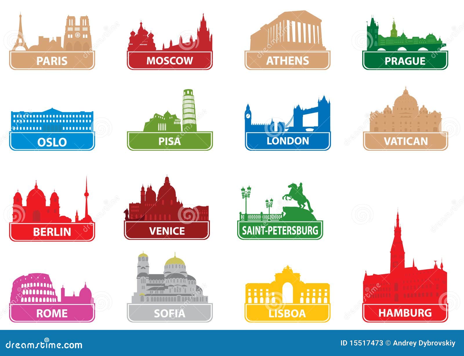 De Europese Stad Van Symbolen Vector Illustratie - Illustration of ...
