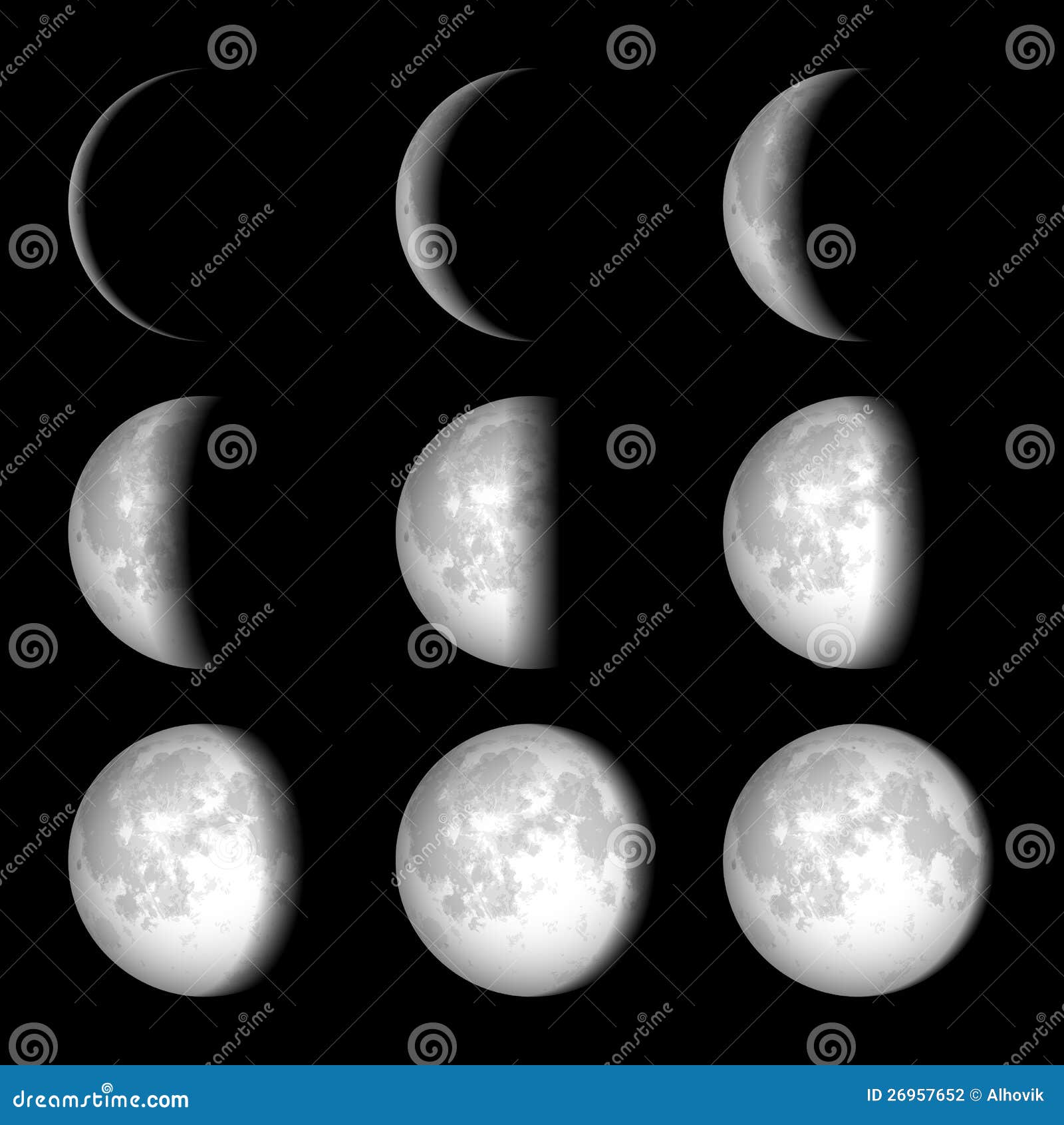 De Fasen van de maan vector illustratie. Illustration of volledig ...