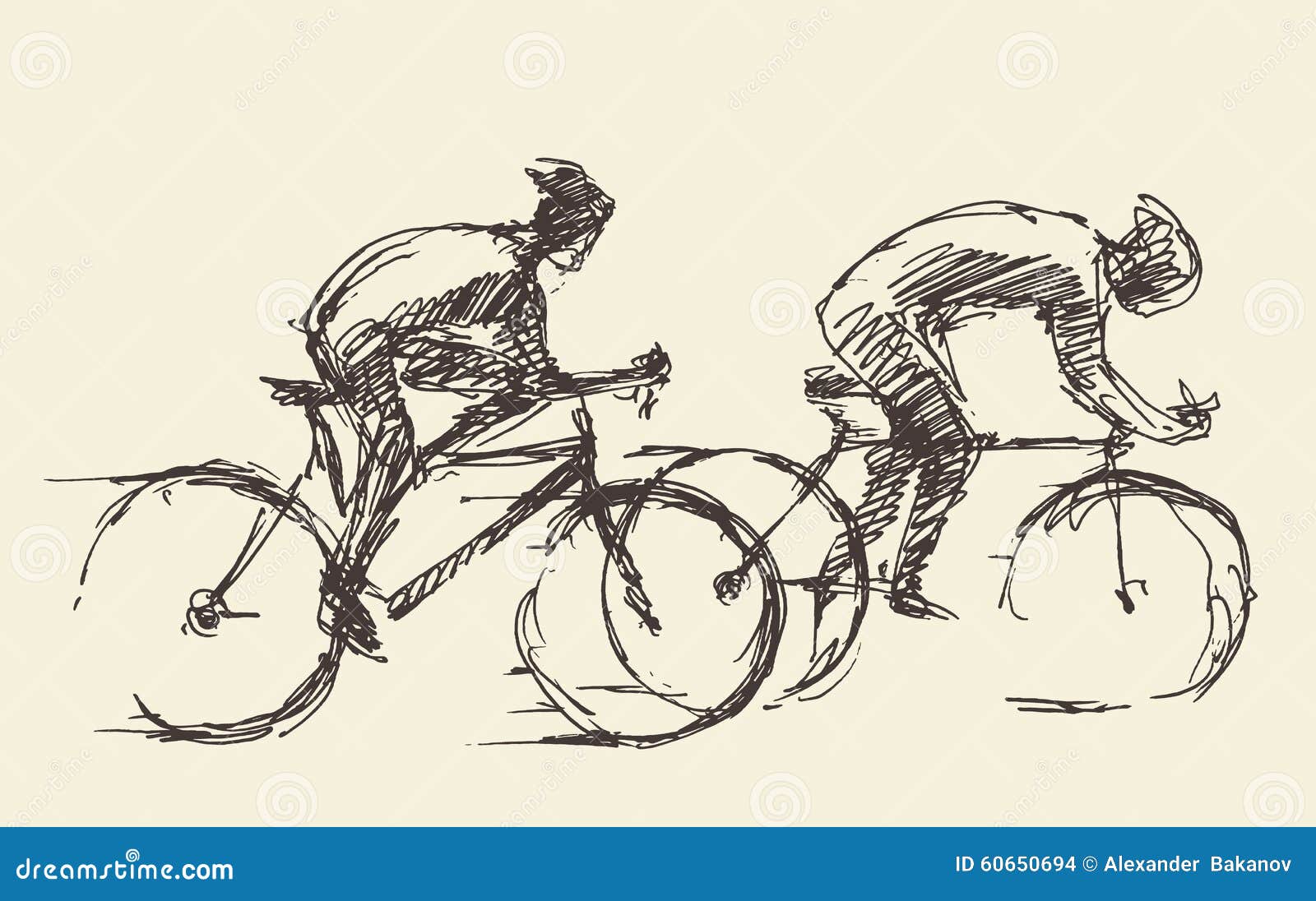 De Fietserruiter Bemant Fiets Vectorhand Getrokken Schets Vector ...