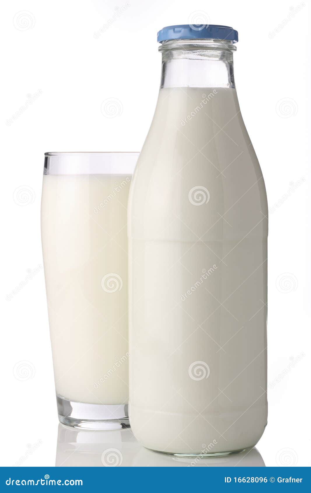 De Fles Van De Melk Met Glas Stock Foto - Image of stroom, gezond: 16628096