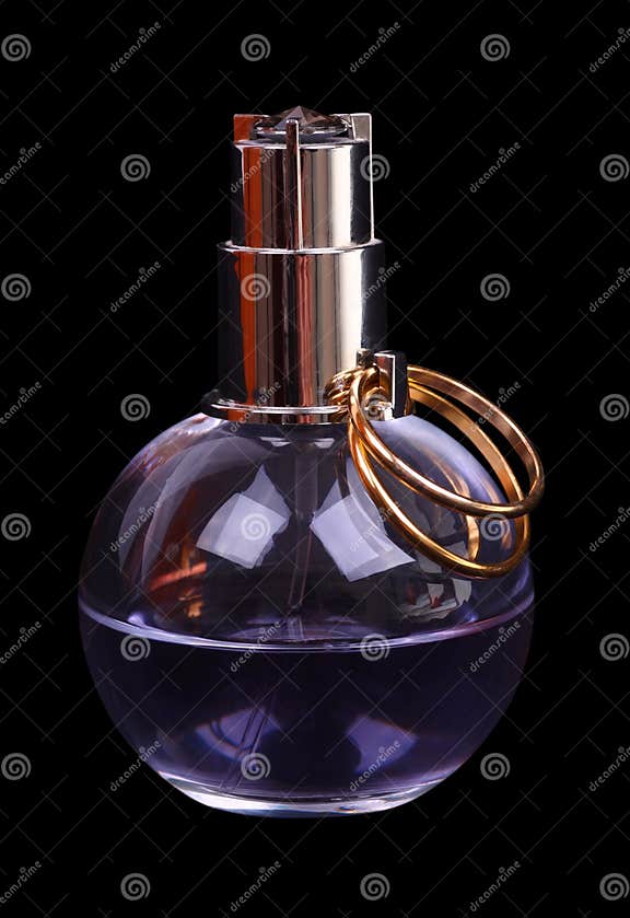 De Fles Van Het Parfum in Zwarte Stock Foto - Image of ...
