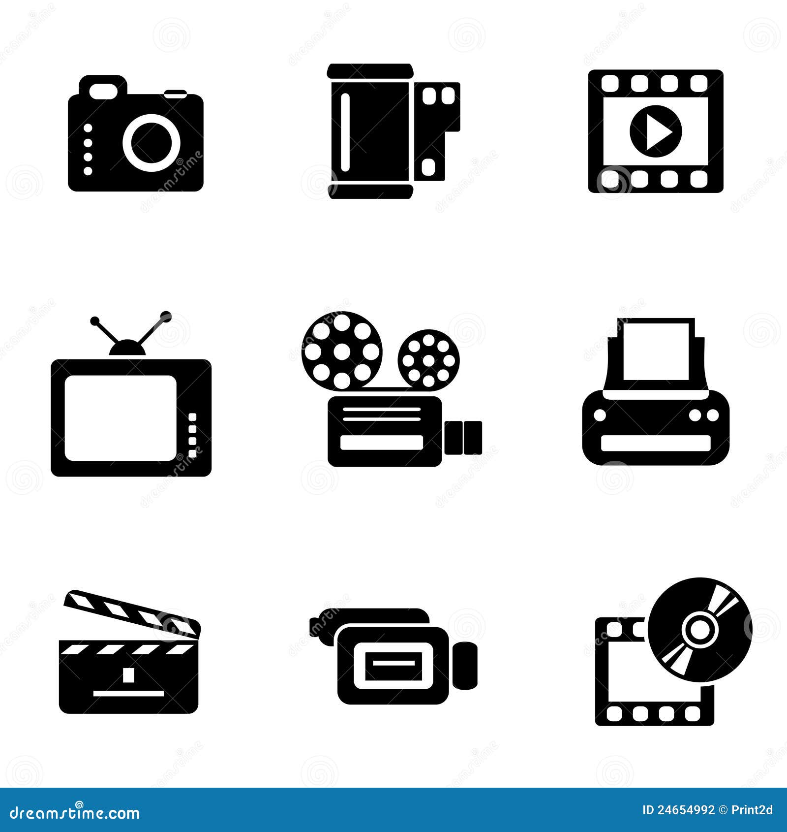 De Foto-video Van De Computer Pictogrammen Vector Illustratie ...