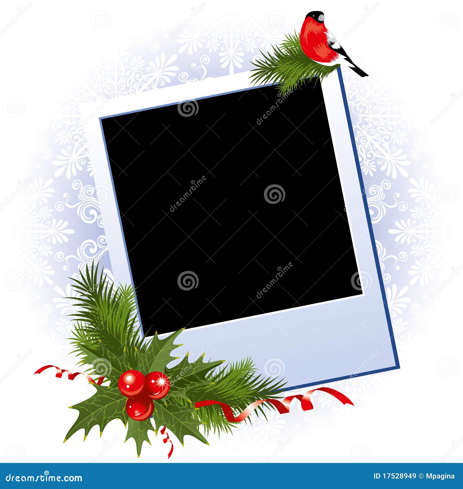De Fotoframe Van Kerstmis Met Hulstbes Vector Illustratie ...