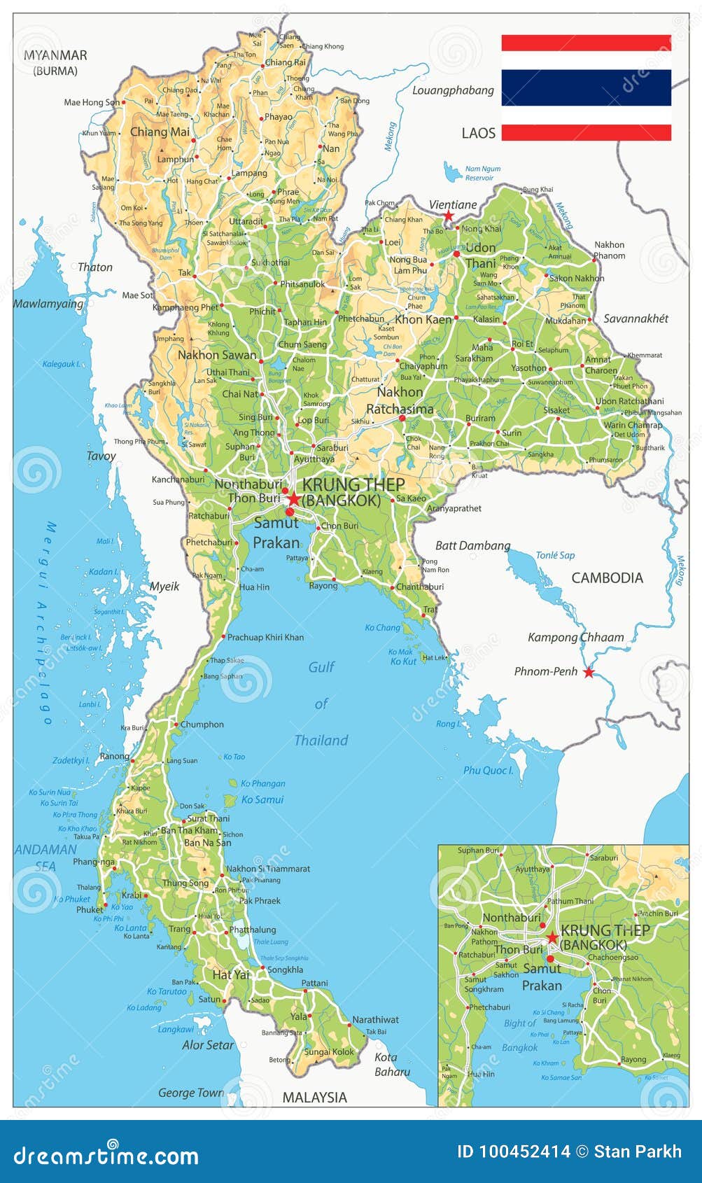 De Fysieke Kaart Van Thailand Vector Illustratie - Illustration of ... De Fysieke Kaart Van Thailand Vector Illustratie - Illustration of ...