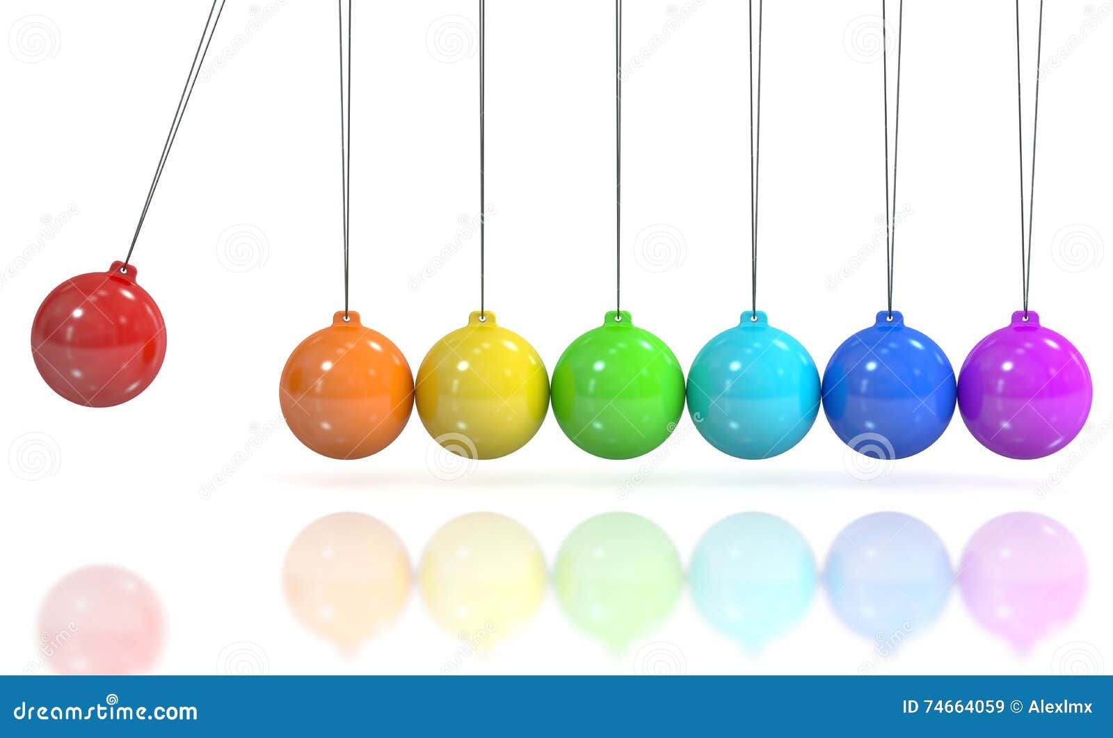 De Gekleurde Wieg Van Newton, Slinger Het 3d Teruggeven Stock ...