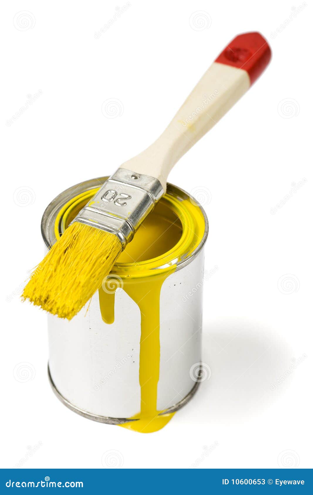 De Gele Verf Kan En Penseel Stock Afbeelding - Image of penseel, verf ...