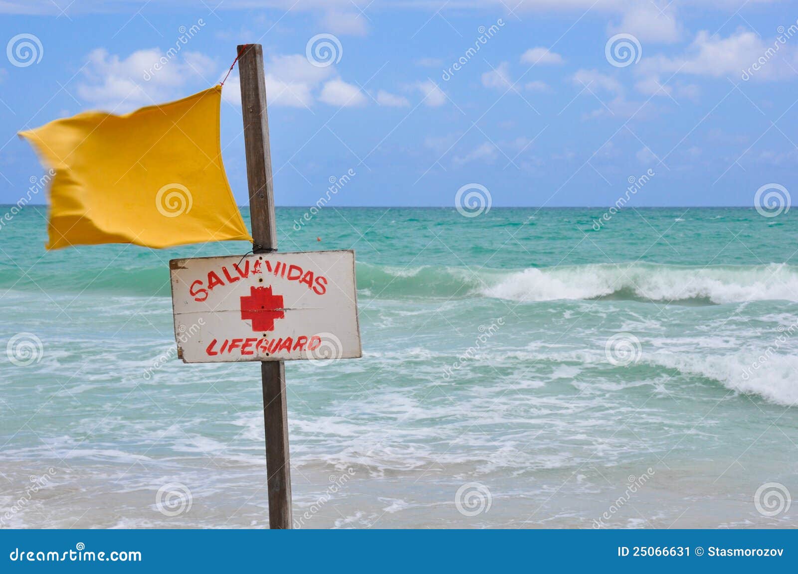 De Gele Vlag Van De Het Levensbesparing Bij Het Strand Redactionele ...