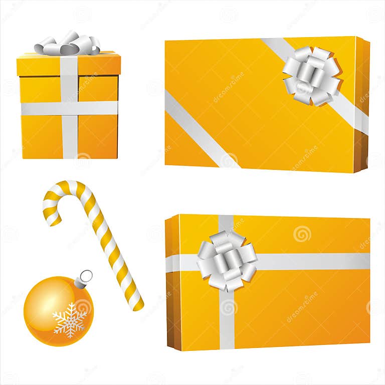 De Gele Voorwerpen Van Kerstmis Vector Illustratie - Illustration of ...