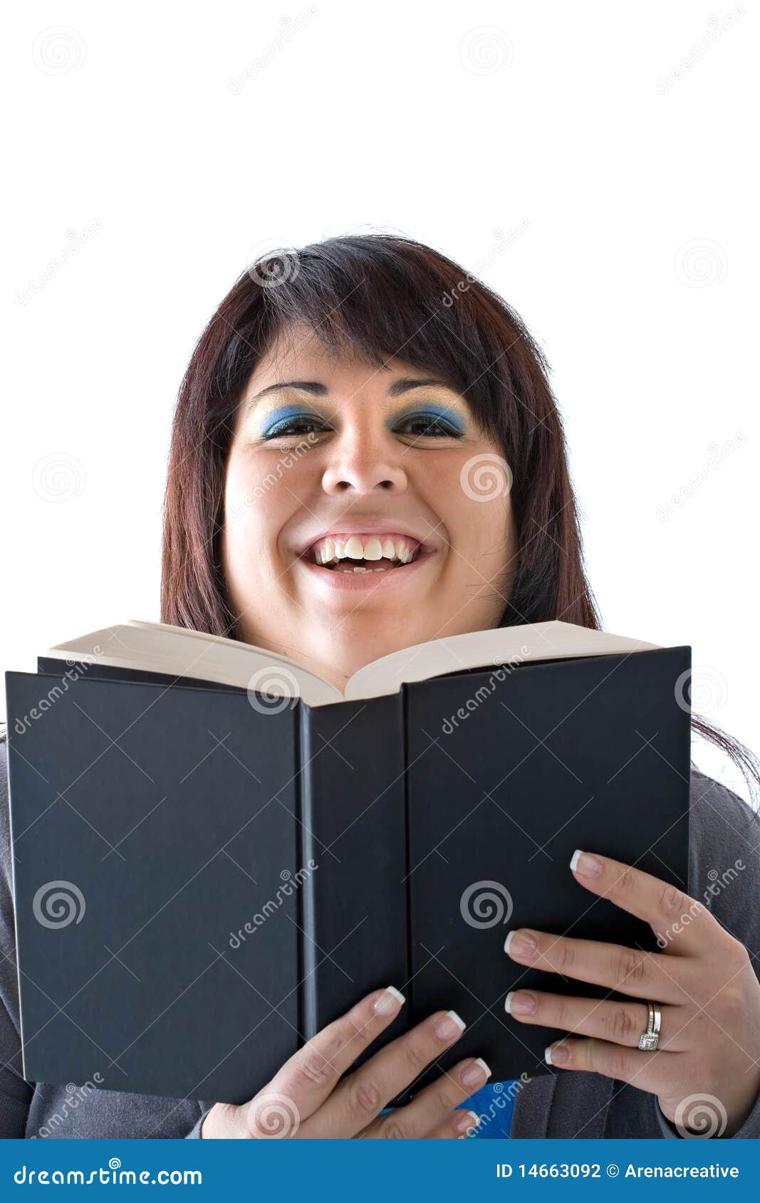 De Gelukkige Glimlachende Lezer Van Het Boek Stock Foto - Image of ...