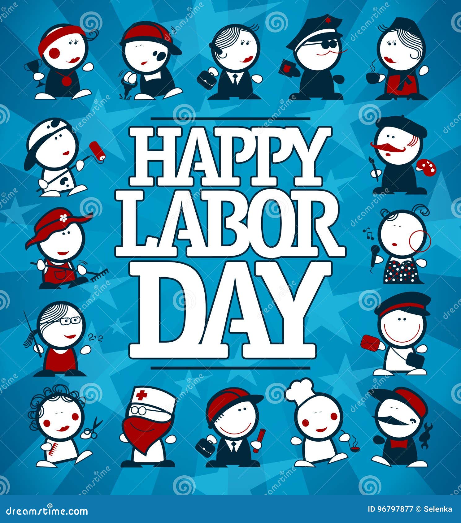 De Gelukkige Kaart Van De Arbeidsdag Vector Illustratie - Illustration ...