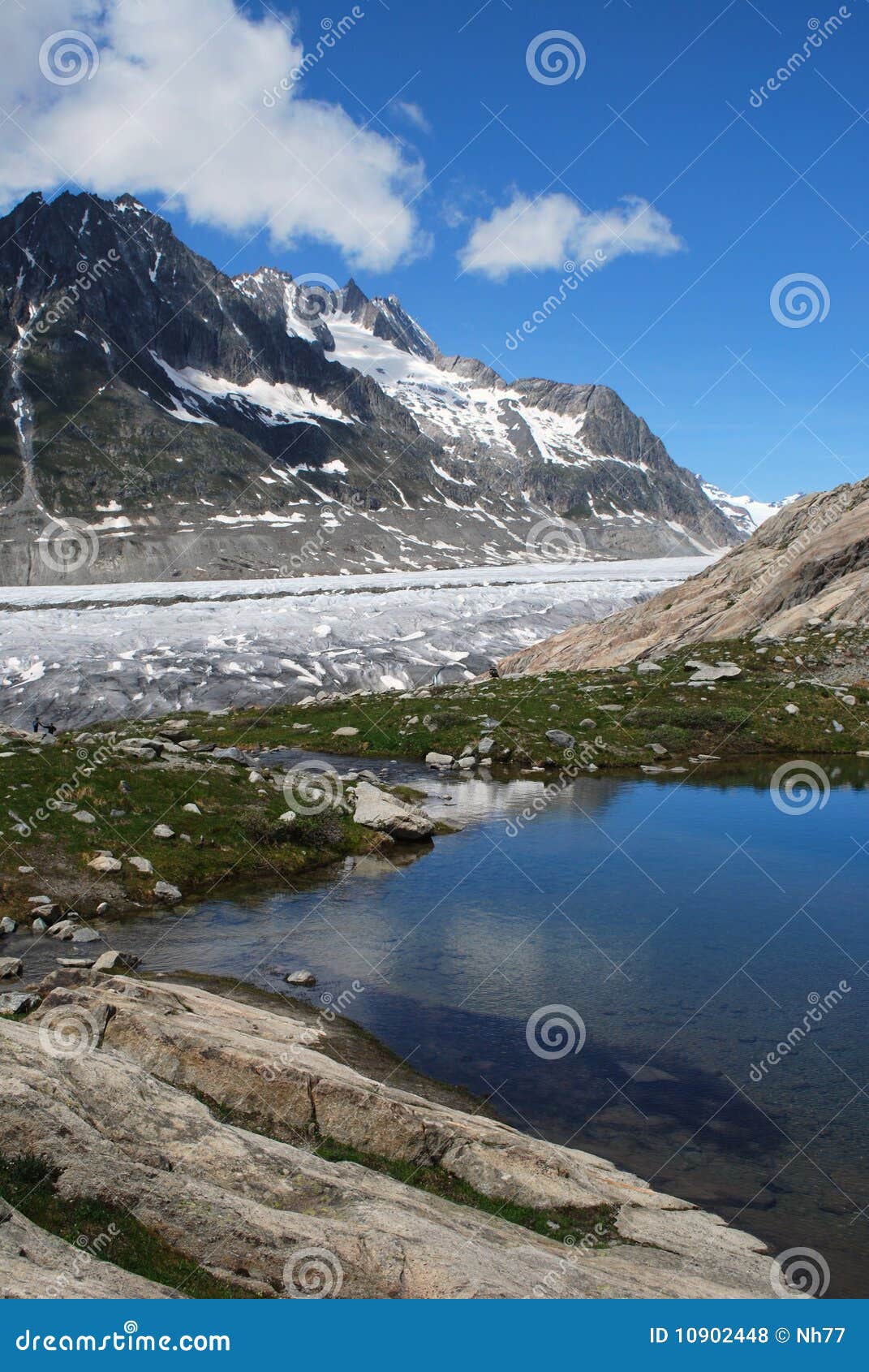 De Gletsjer Van Aletsch Met Meer Stock Foto - Image of vijandig, sneeuw ...