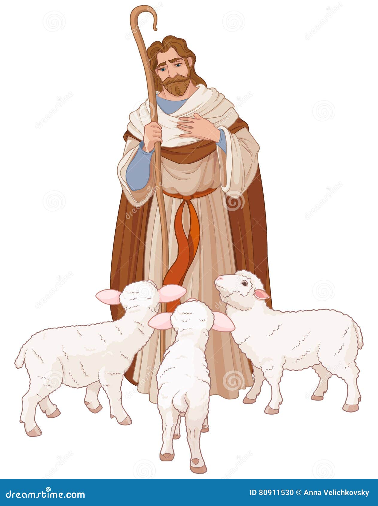 De goede Herder vector illustratie. Illustration of zorg - 80911530
