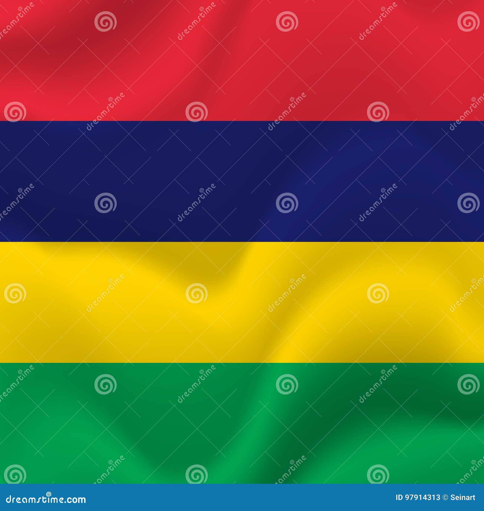 De Golvende Vlag Van Mauritius Vector Stock Illustratie - Illustration ...