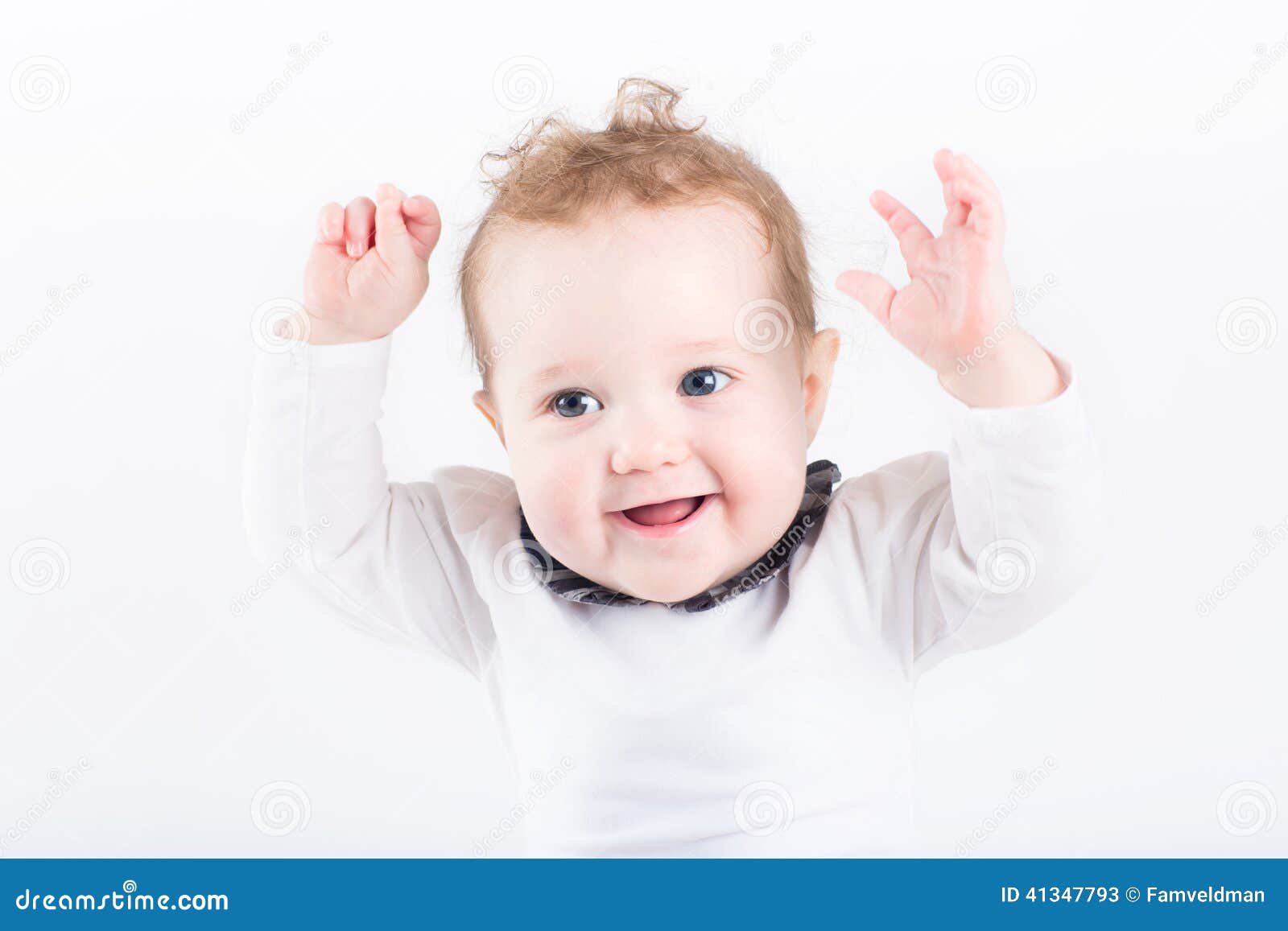 De Grappige Baby Met Haar Dient De Lucht in Stock Afbeelding - Image of ...