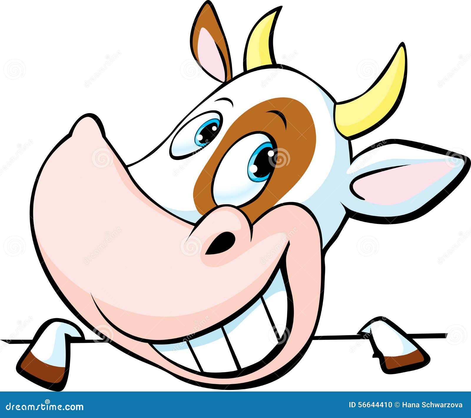 De Grappige Koe Gluurt Uit Van Achter Een Witte Oppervlakte - Vector ...