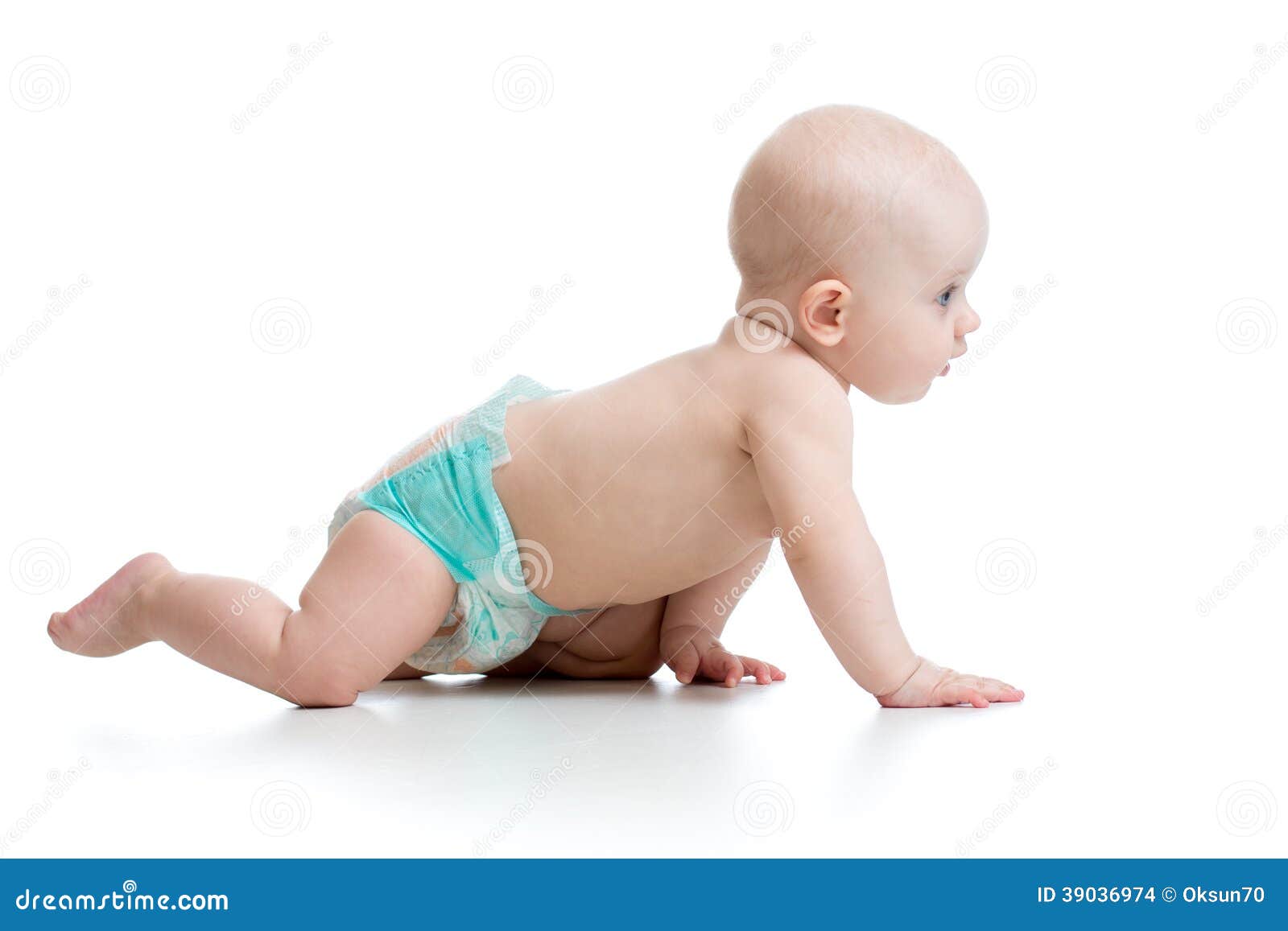 De Grappige Kruipende Baby Weared Luier Stock Foto - Image of kind ...