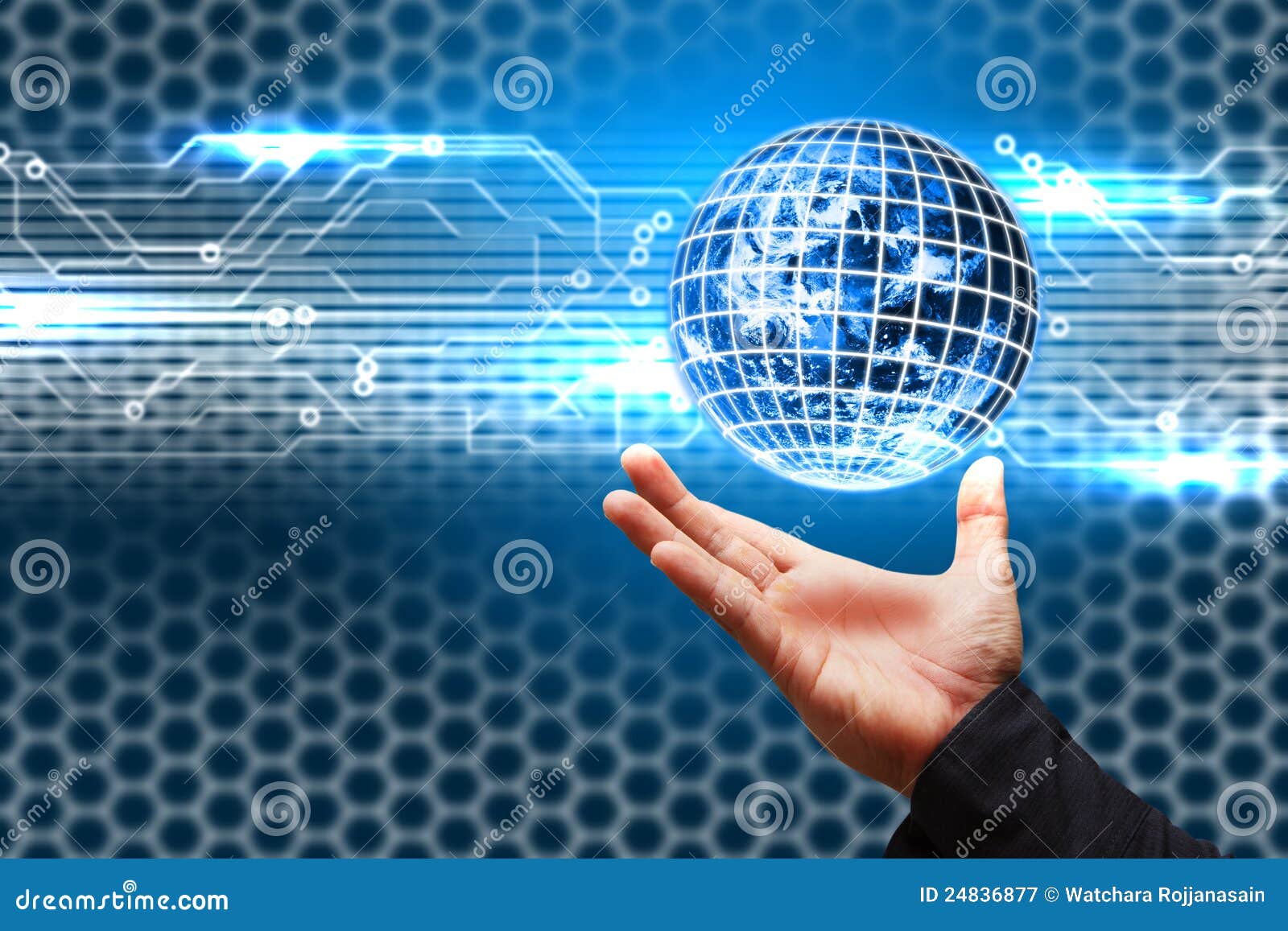 De Greep Van De Hand De Digitale Wereld Stock Afbeelding - Image of ...