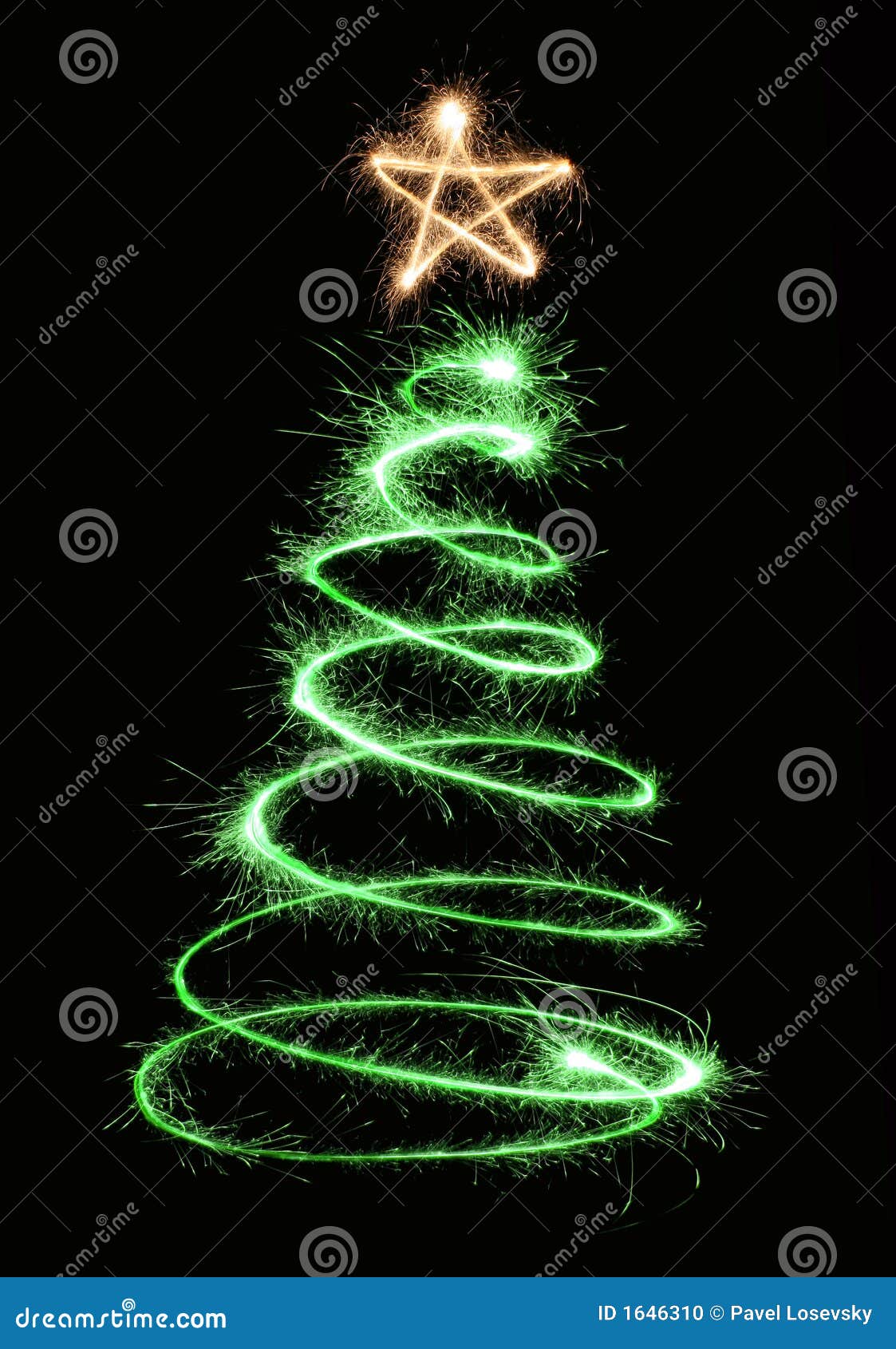 De Groene Boom Van SterretjeKerstmis Stock Foto - Image of zwart ...