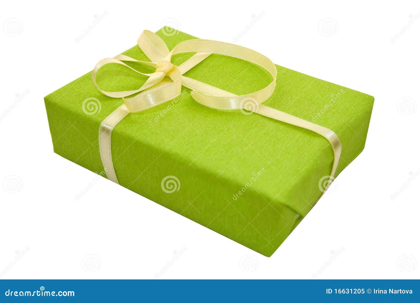 De Groene Doos Van De Gift Met De Gele Boog Van Het Lint Van Het Satijn ...