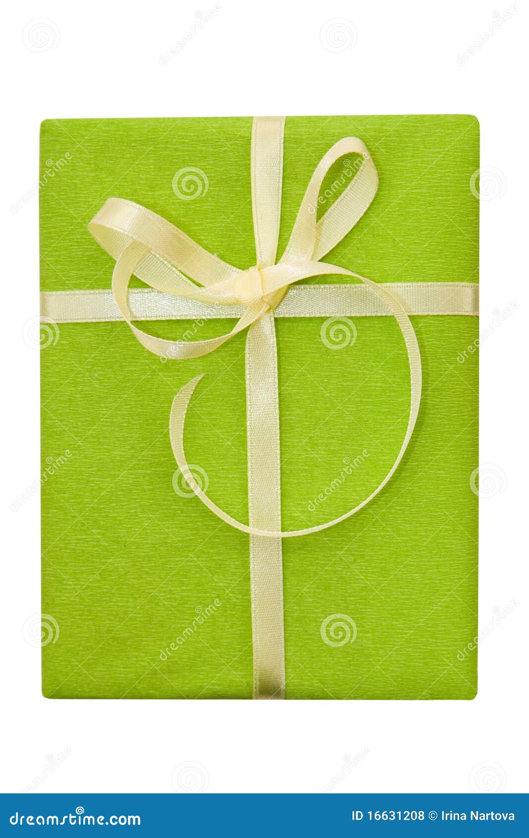 De Groene Doos Van De Gift Met De Gele Boog Van Het Lint Van Het Satijn ...