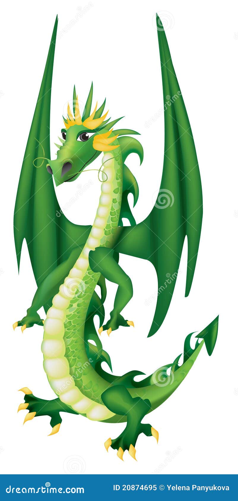 De Groene Draak Van Het Beeldverhaal Vector Illustratie - Illustration ...