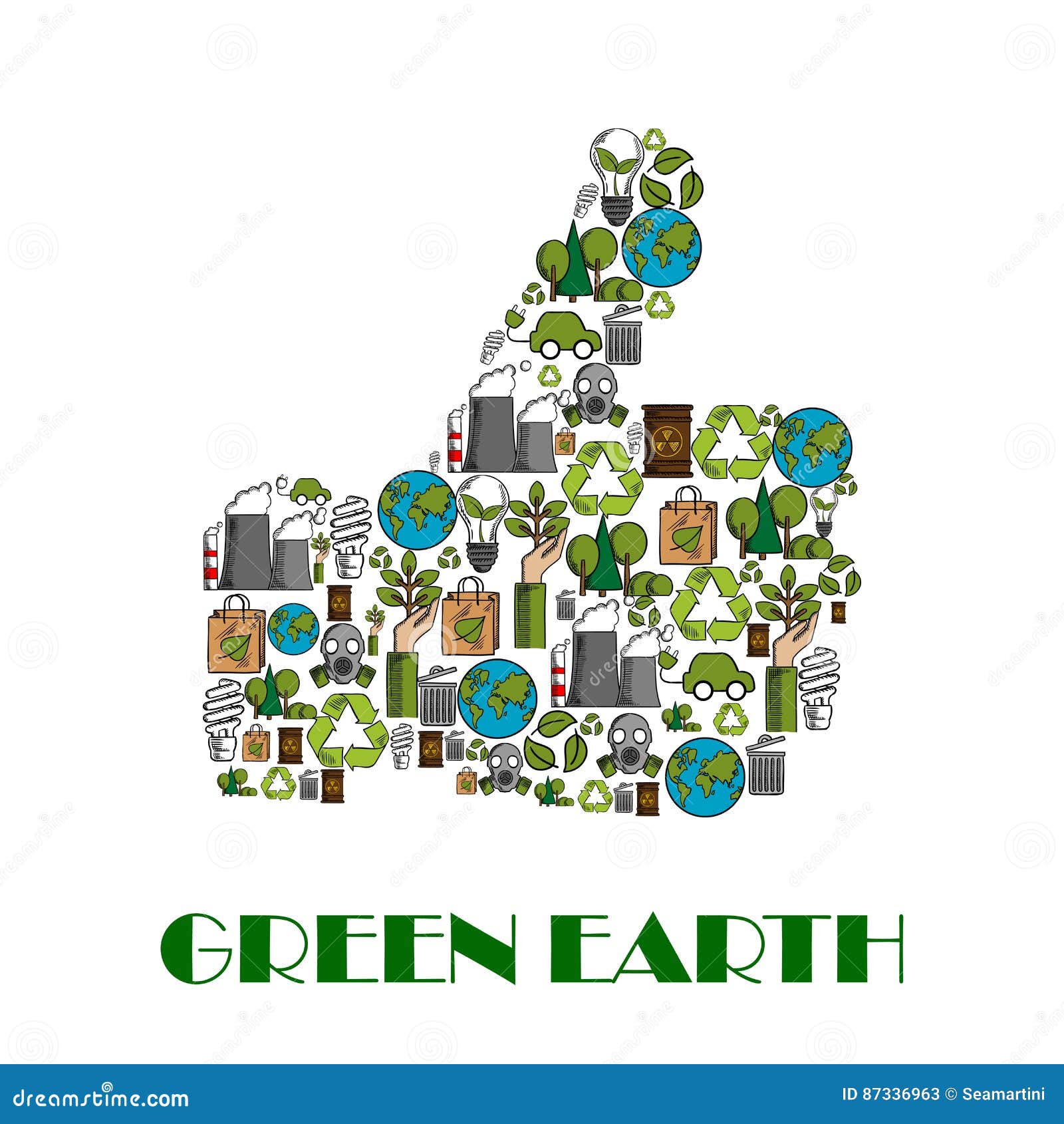 De Groene Duim Van De Aardemilieubescherming Op Affiche Vector ...