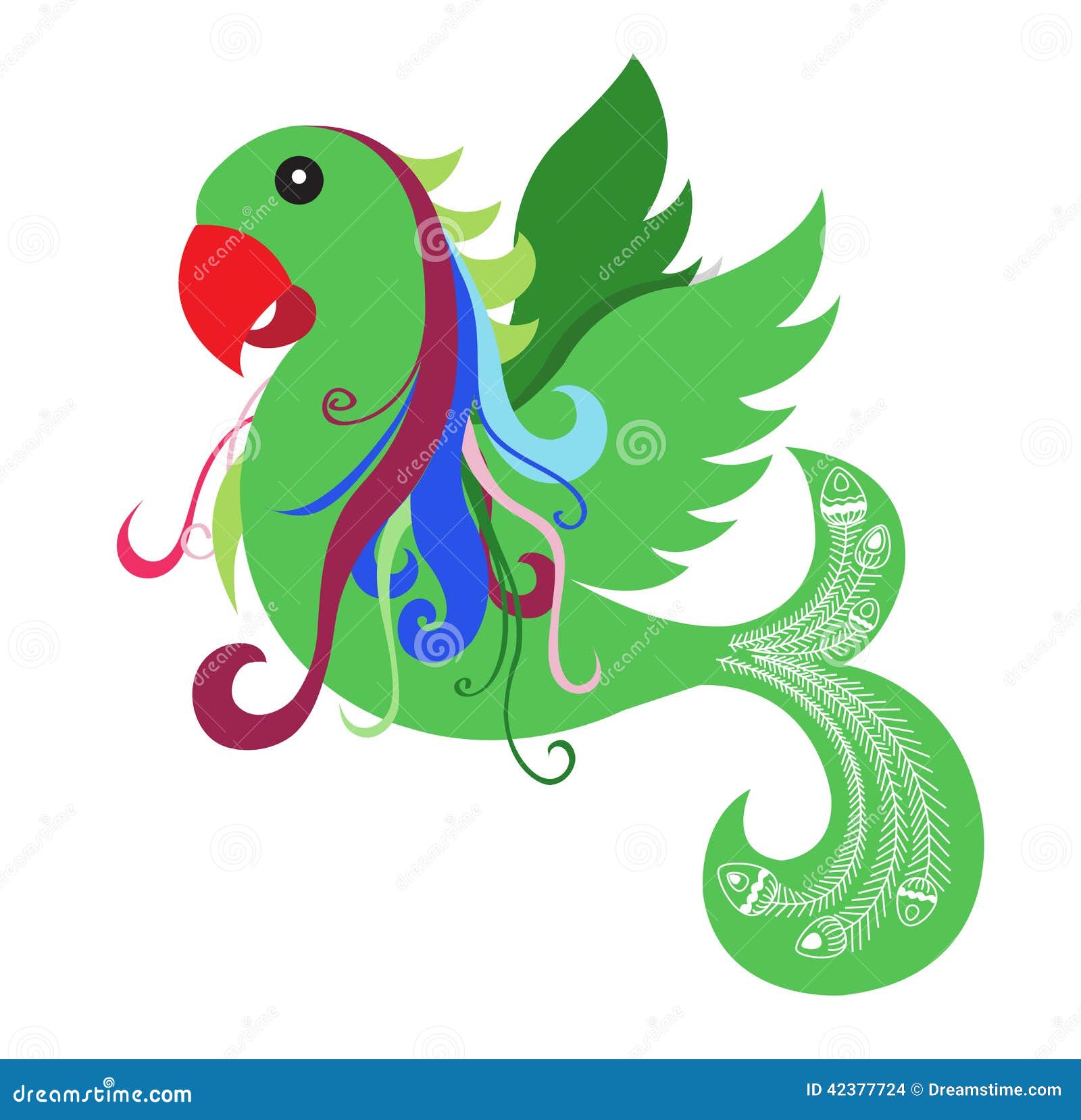 De Groene Vogel Van De Papegaai Vector Illustratie - Illustration of ...