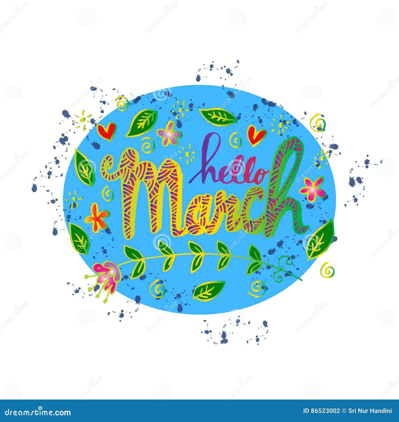 De Groetkaart Van Hello Maart Stock Illustratie - Illustration of ...