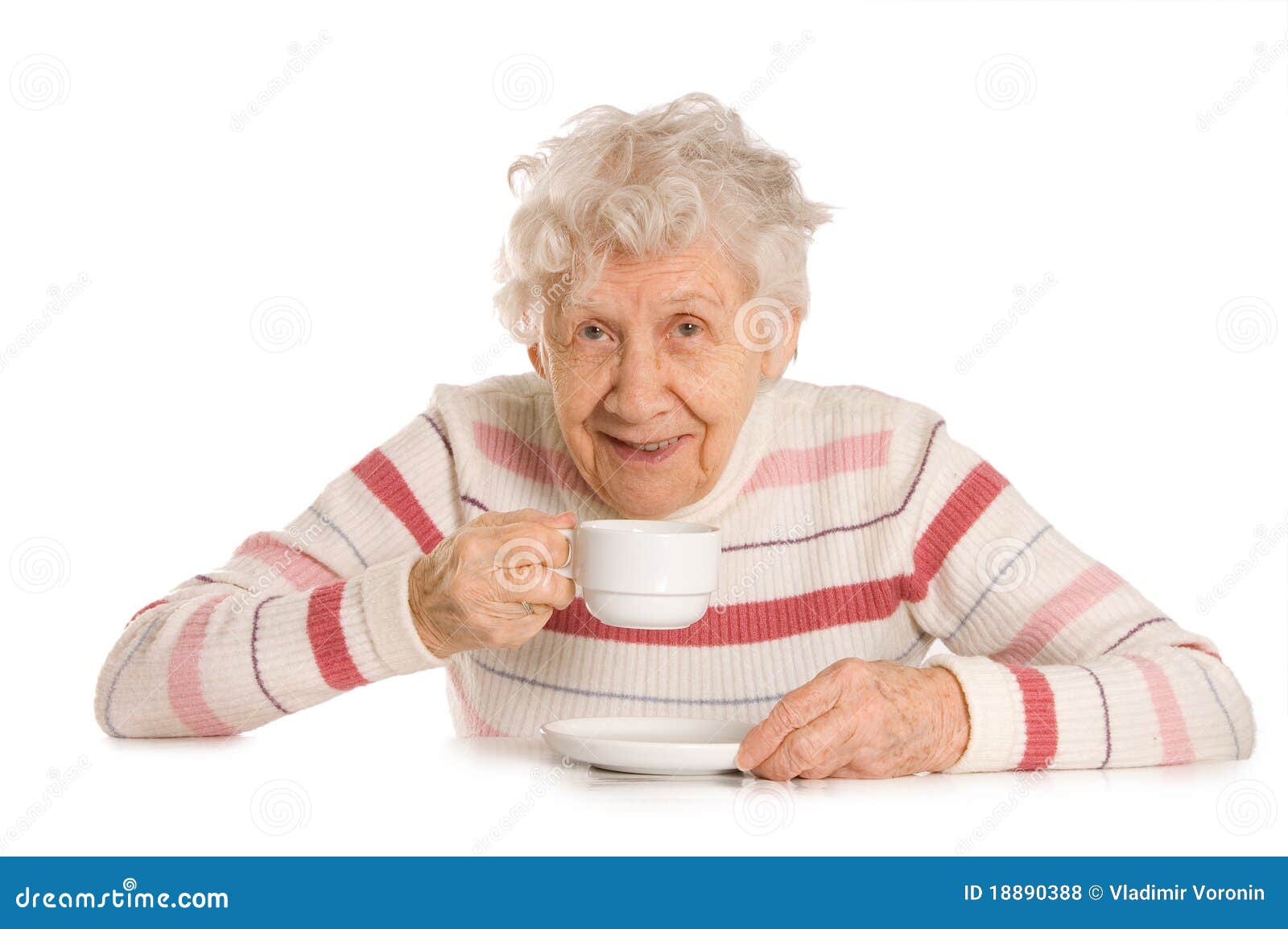 De Grootmoeder Drinkt Koffie Stock Foto - Image of volwassen, wijfje ...