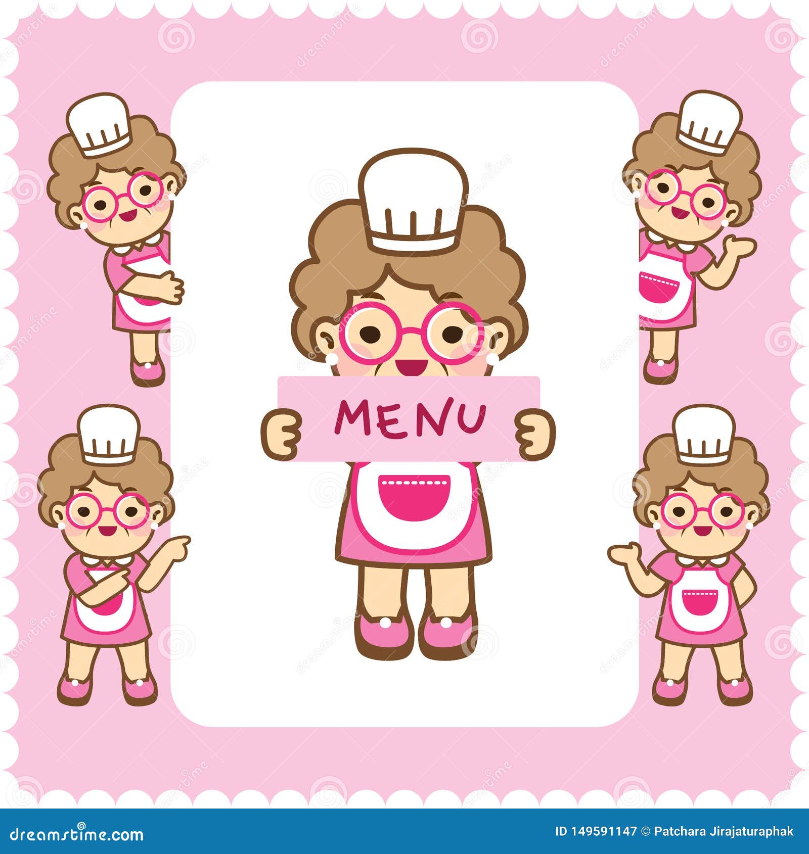 De Grootmoeder Kookt Leuke Stijl Vector Illustratie - Illustration of ...