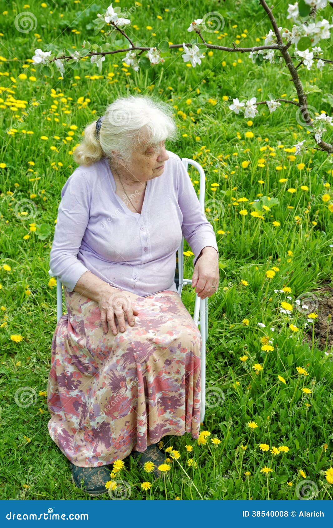 De grootmoeder in tuin stock foto. Image of één, symbool - 38540008
