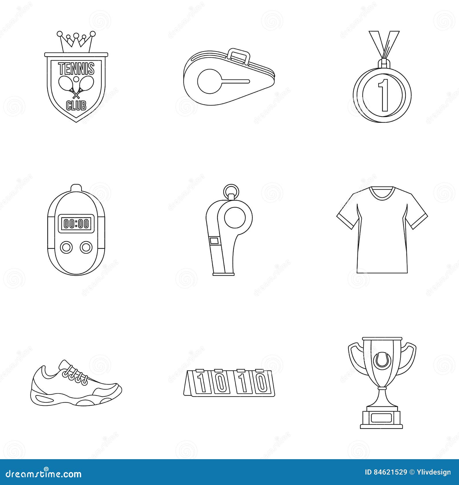 De Grote Geplaatste Tennispictogrammen, Schetsen Stijl Vector ...