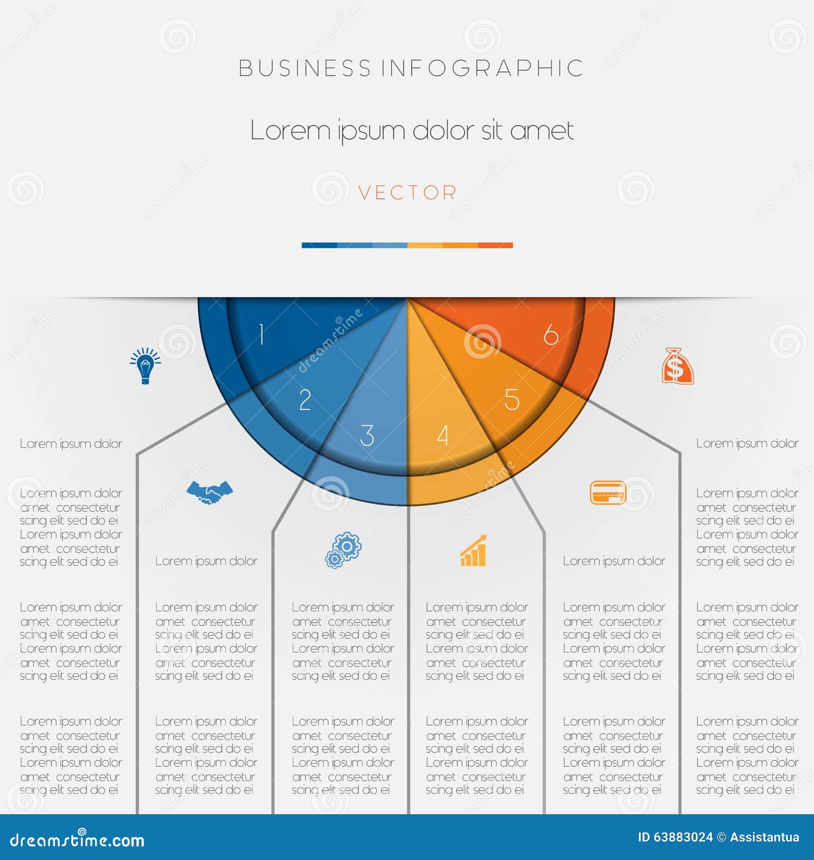 De Halve Cirkel Van De Infographickleur Op Zes Posities Vector ...