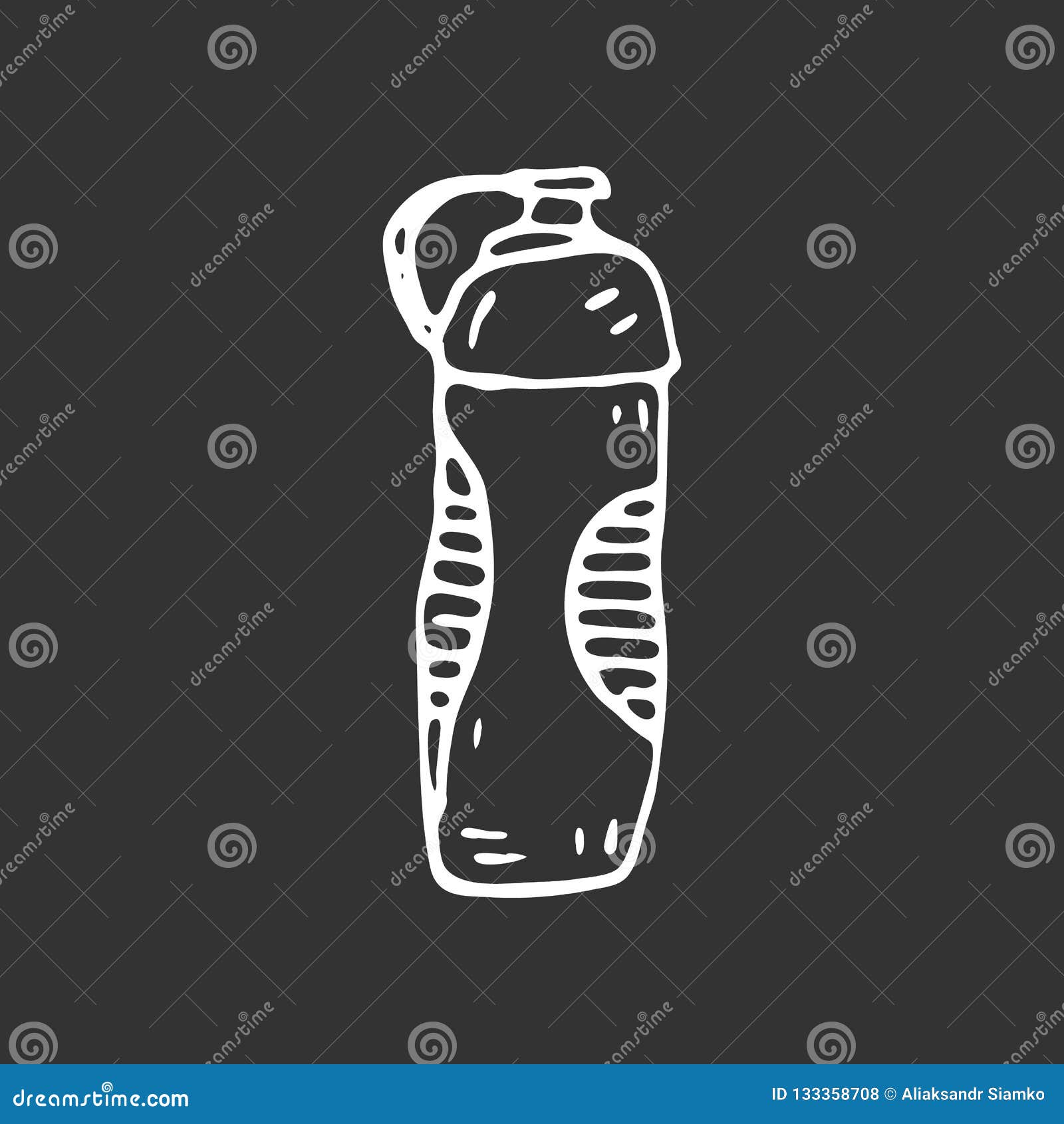 De Hand Getrokken Krabbel Van De Waterfles Schetssportuitrusting En ...