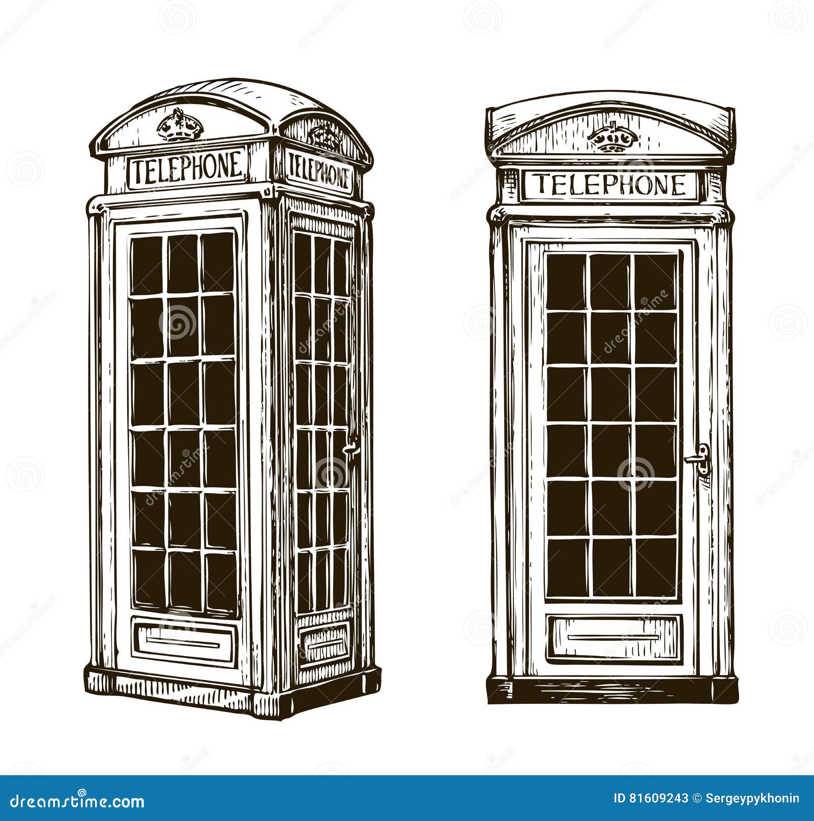 De Hand Getrokken Telefooncel Van Londen Schets Vectorillustratie ...
