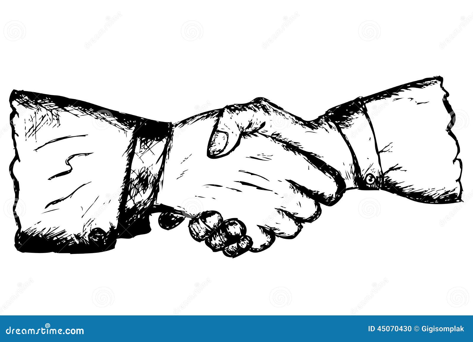 De Hand Trekt Schets Twee Hand Het Schudden Vector Illustratie ...