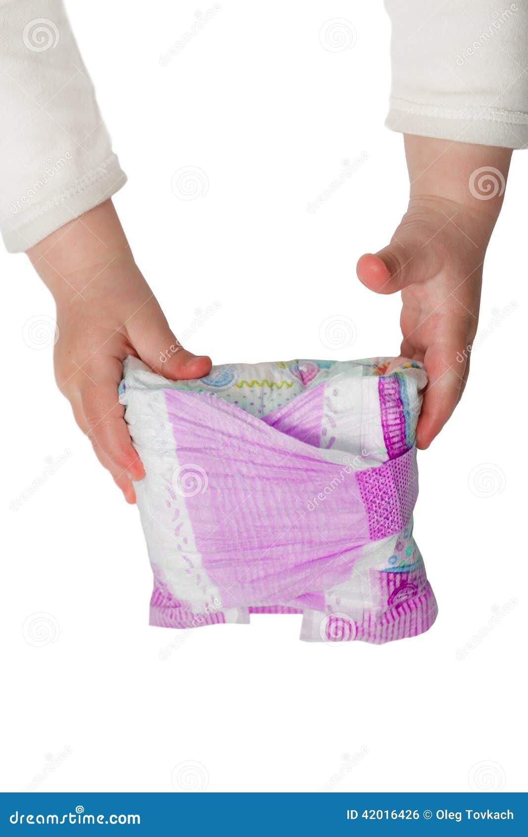 De Handen Van De Baby Houden Vuile Luier Stock Foto - Image of ...