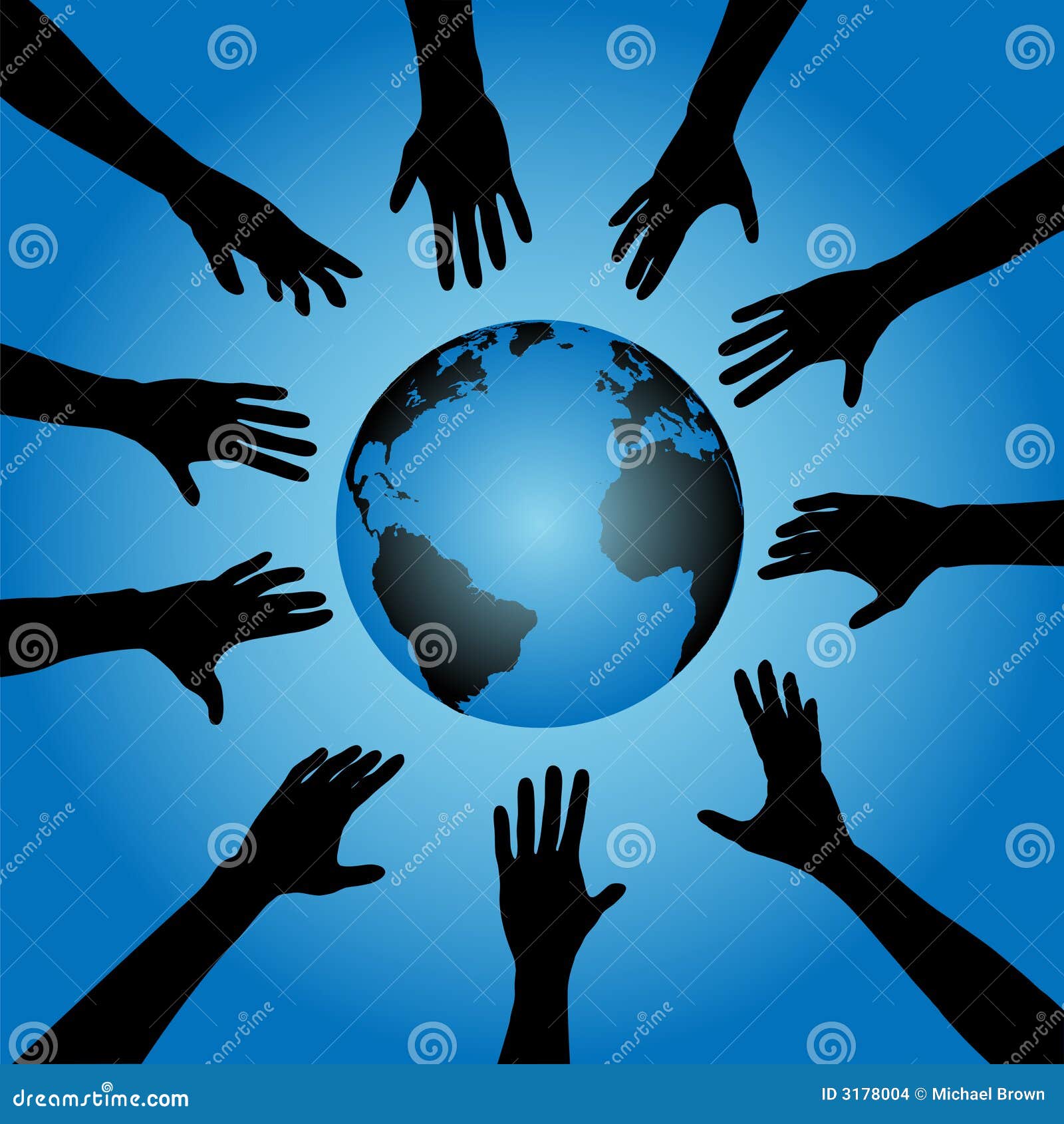 De Handenbereik Van Mensen Voor Aarde Vector Illustratie - Illustration ...