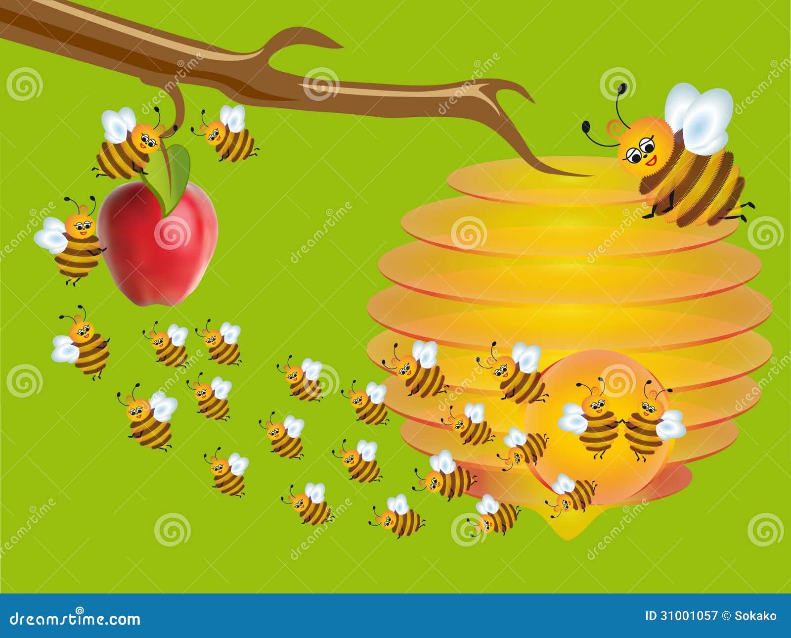 De Hardworking Bijen in De Tuin. Vector Illustratie - Illustration of ... De Hardworking Bijen in De Tuin. Vector Illustratie - Illustration of ...