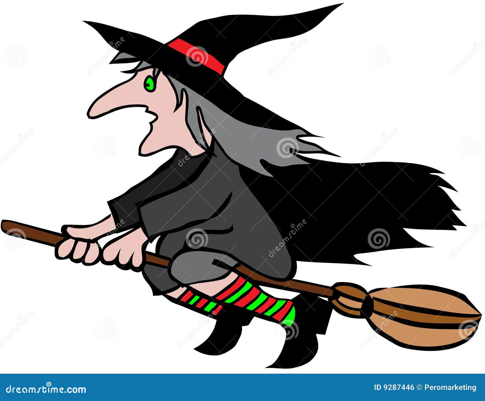 De Heks Van Halloween Op Bezemsteel Vector Illustratie - Illustration ...