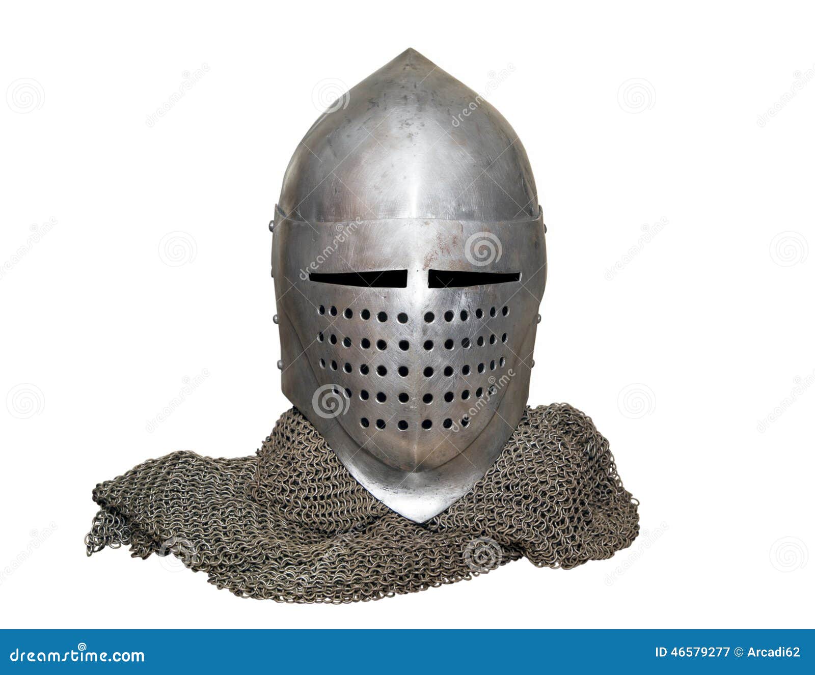 De Helm Van De Oude Ridder En Chainmail Stock Afbeelding - Image of ...