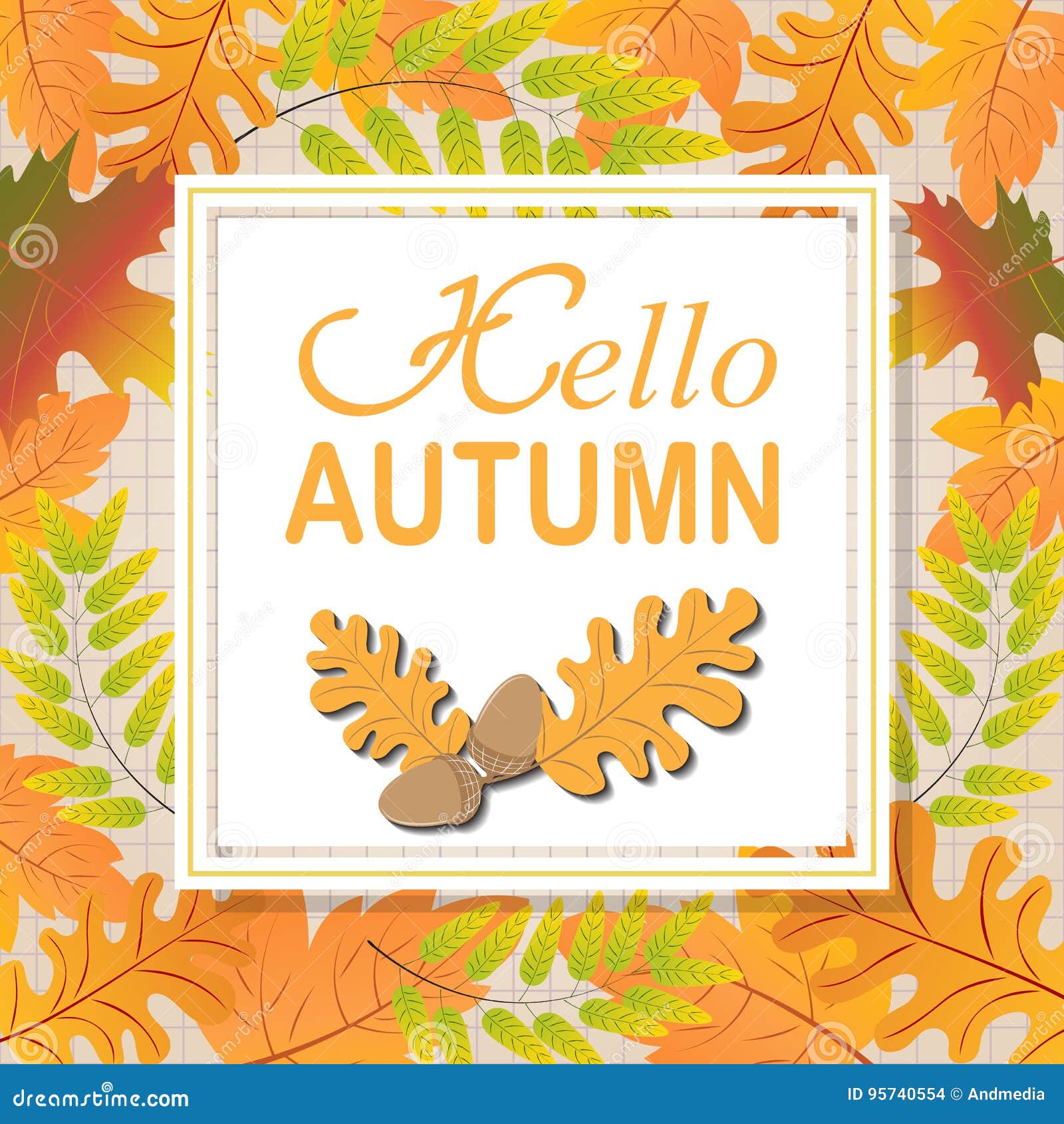 De Herfst Van Teksthello Van Gele Bladeren Van Eik, Esdoorn, Berk ...