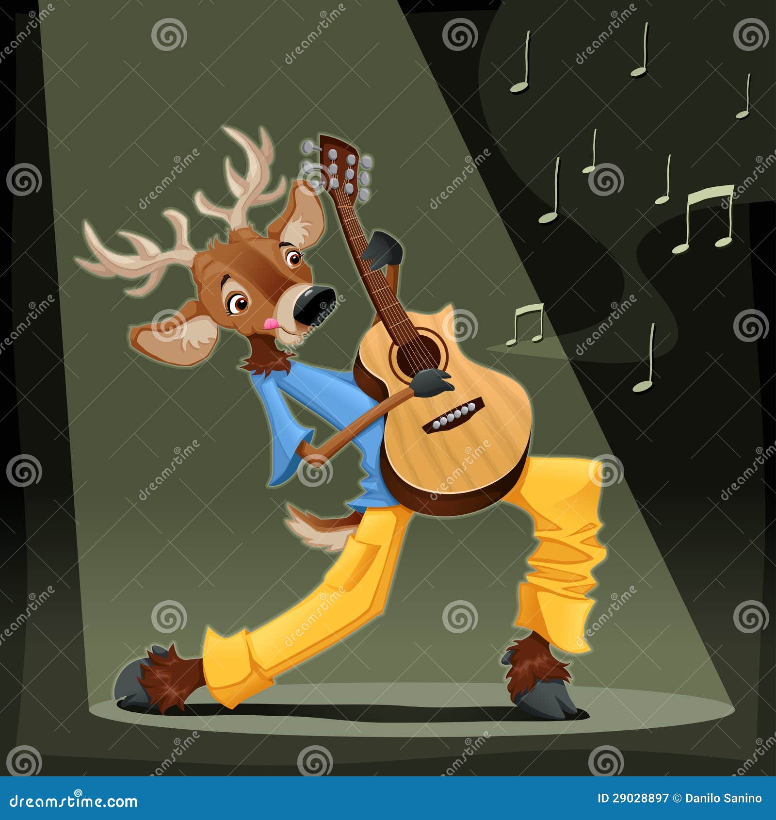 De Herten van de musicus. vector illustratie. Illustration of mascotte ...