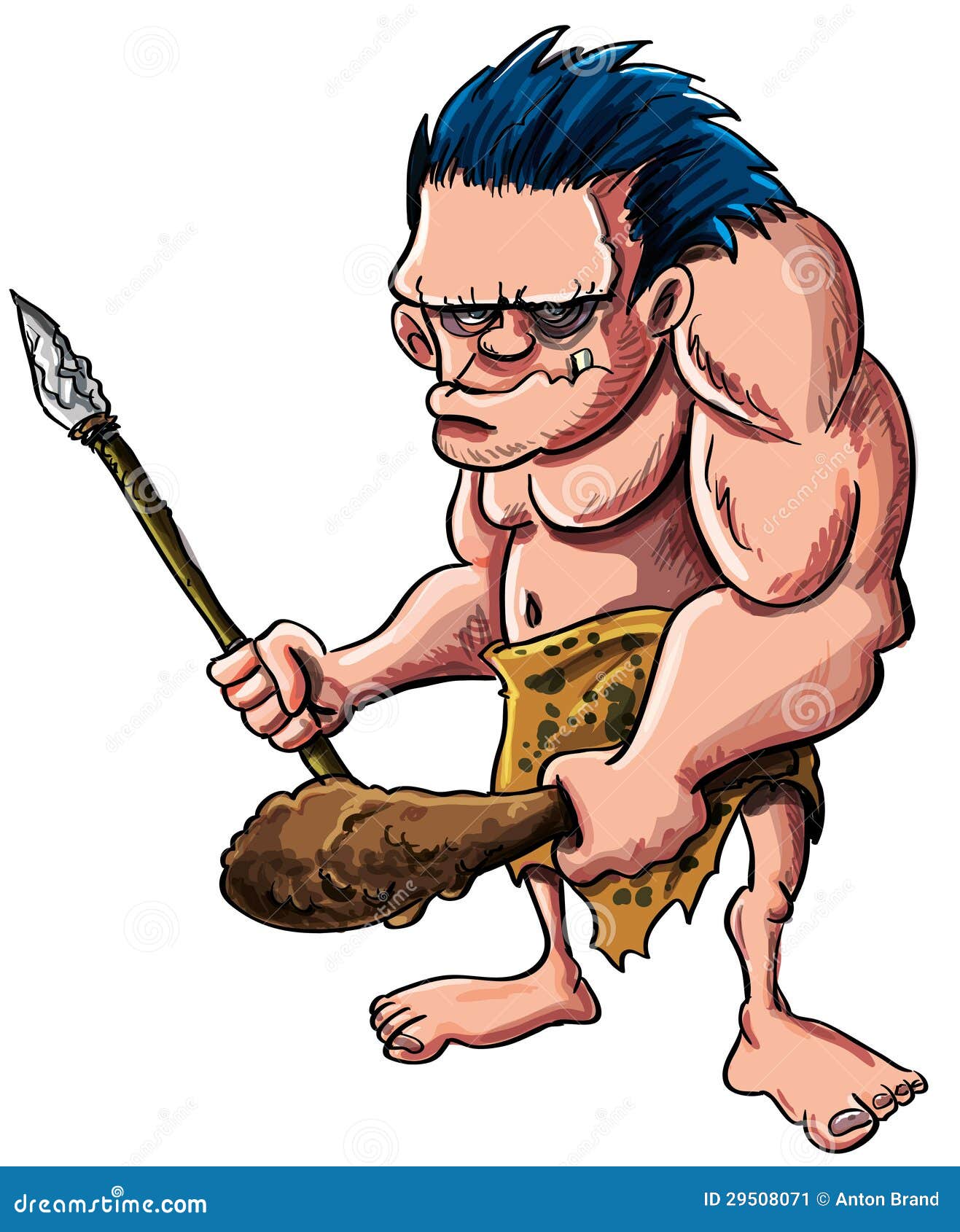 De Holbewoner of De Holbewoner Van Het Beeldverhaal Stock Illustratie ...