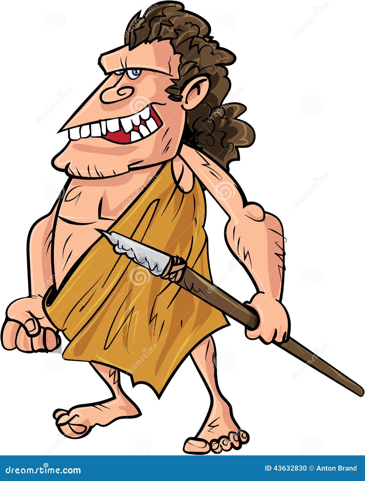 De Holbewoner Van Het Beeldverhaal Met Spear Stock Illustratie ...
