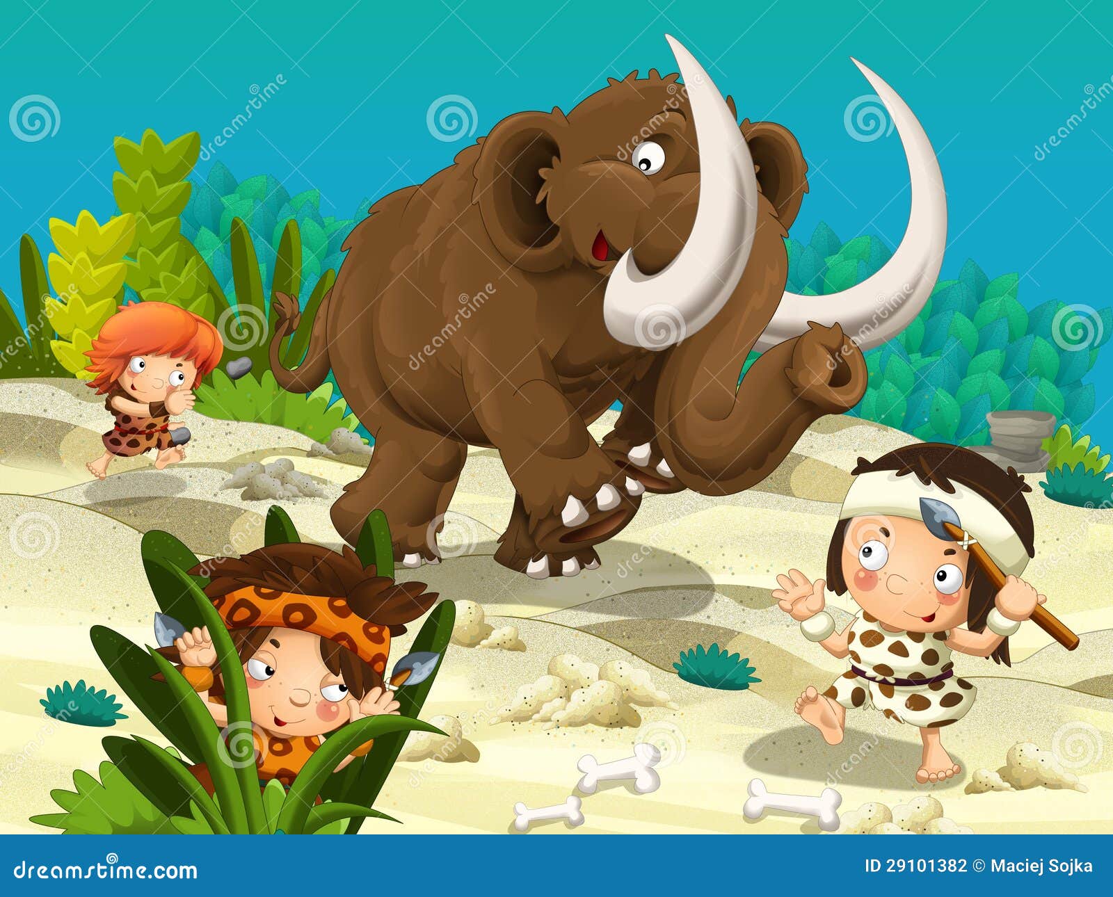 De Holbewoners - Steenleeftijd - De Jacht Stock Illustratie ...